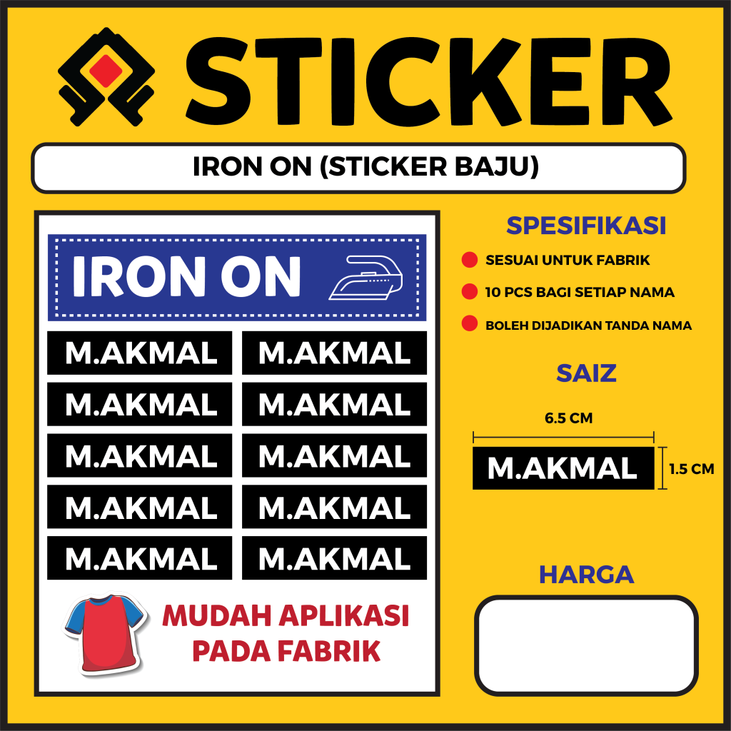 Sticker Nama Iron On – Cekgu Poland